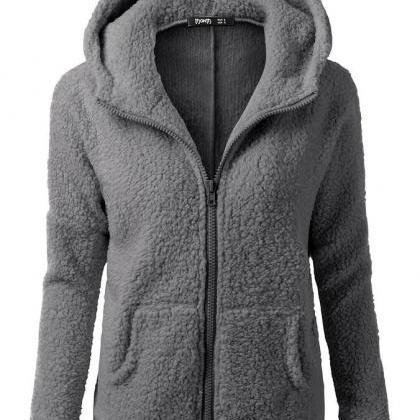 Fashion Hooded Fleece Woollen Sweater Coat on Luulla
