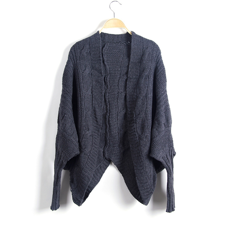 Bat Sleeve Cardigan Knitting Sweater Loose Cape Coat on Luulla