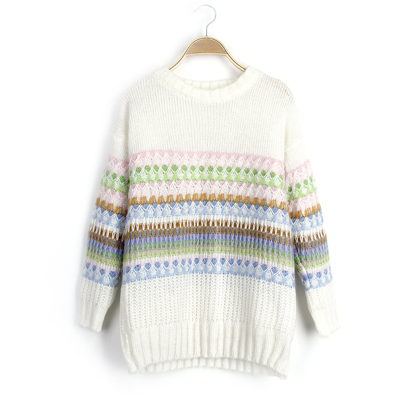 Sweater Design And Color Stripe Jacquard Knit Sweater on Luulla